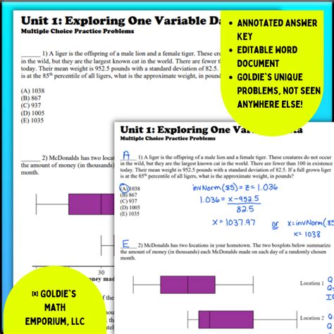 Goldies Ap® Statistics Multiple Choice Questions Bundle Goldies Math Emporium
