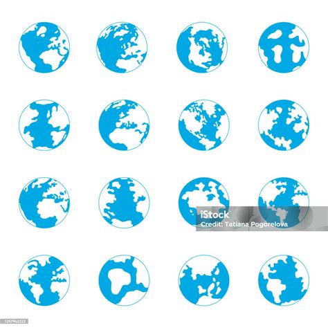Ensemble Vecteur Dicône De La Terre Symbole Plat Simple Pictogramme