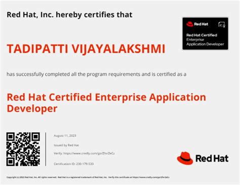 Tadipatti Vijayalakshmi On Linkedin Redhat Certification