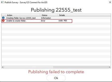 Error Publishing Failed To Complete Unable To Create Folder Error Code 400