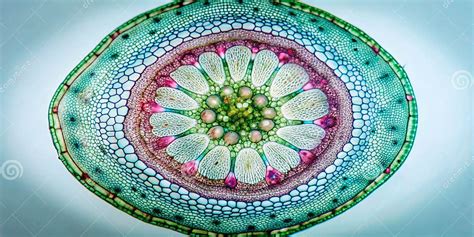 Cross Section Dicot Monocot And Root Of Plant Stem Under The Microscope For Classroom Education