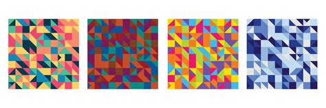 Four Colorful Abstract Seamless Triangular Geometric Pattern Background