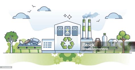 쓰레기 분리수거 및 재활용을 위한 폐기물 처리시설 개요 개념 산업에 대한 스톡 벡터 아트 및 기타 이미지 산업 청소하기 환경 오염 Istock