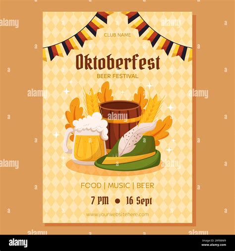 Oktoberfest German Beer Festival Poster Template Design With Tyrolean