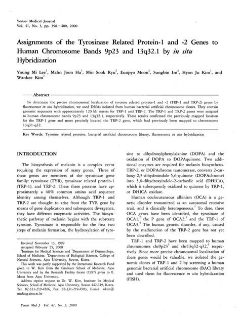 Pdf Assignments Of The Tyrosinase Related Protein 1 And 2 Genes To