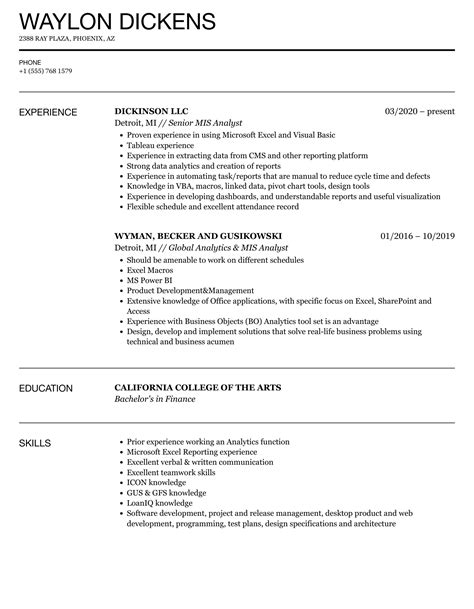 Mis Analyst Resume Samples Velvet Jobs