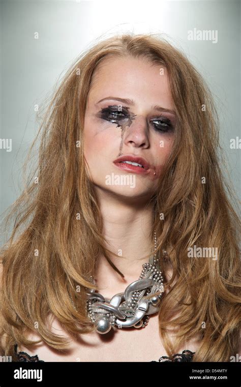 Sad Girl Smeared Cosmetics Crying Hi Res Stock Photography And Images