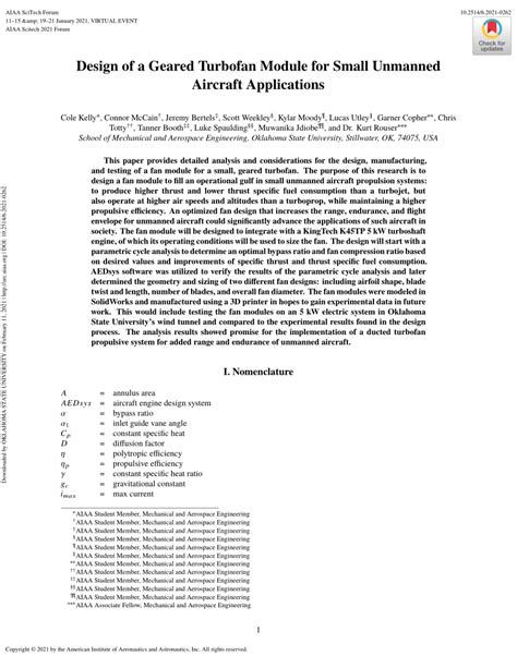 Pdf Design Of A Geared Turbofan Module For Small Unmanned Aircraft