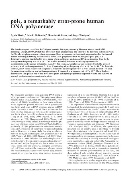 Pdf Polι A Remarkably Error Prone Human Dna Polymerase