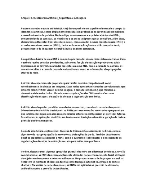 Redes Neurais Artificiais Arquitetura E Aplicações Pdf