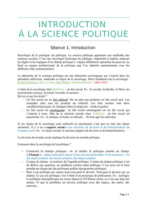 Introduction Aux Sciences Politiques L1 Droit Semestre 1 2021 2022