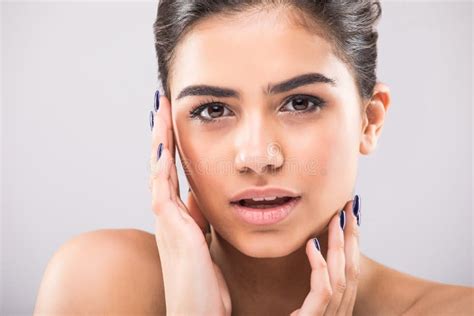 Beauty Woman Face Portrait Close Up Beautiful Model Girl With Perfect