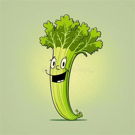 Celery Cartoon Mascot Funny Character Food With Cute Face Generative