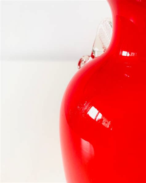 Vintage Hand Blown Red And Clear Glass Vase Etsy