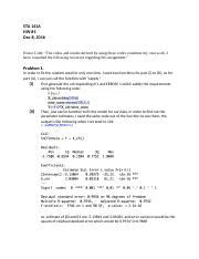 Hw Docx Sta A Hw Dec Honor Code The Codes And Results Derived By Using These