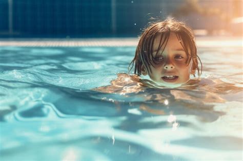Premium Ai Image Learning To Swim At The Pool