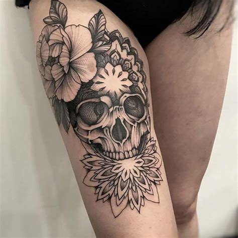 Skull Thigh Tattoos Thigh Tattoos Women Lip Tattoos Girly Tattoos My