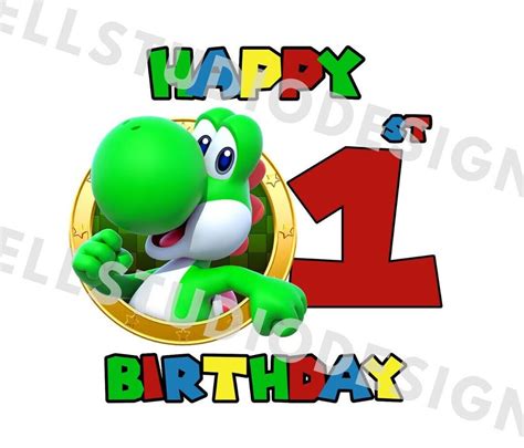 Super Mario 1st Birthday Png  Yoshi Birthday Png Cricut Silhouette Cameo Cut File Image