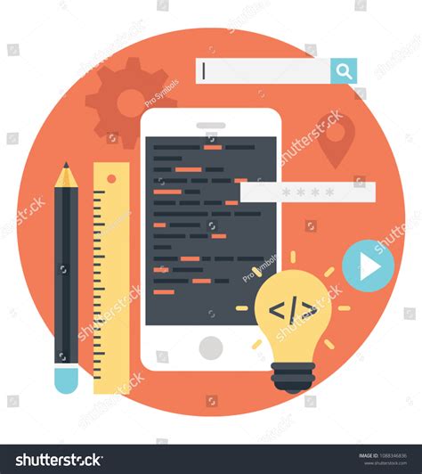 Mobile Application Development Concept Flat Vector Stock Vector