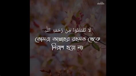 তোমরা আল্লাহর রহমত থেকে নিরাশ হয়ো না। Youtube