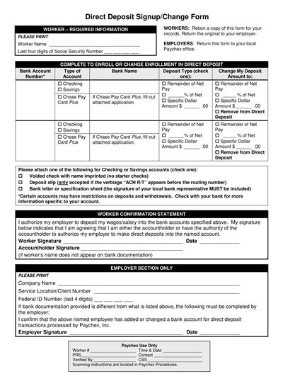 Free Printable Direct Deposit Form Templates Template Republic