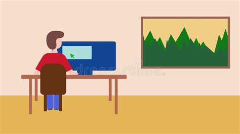 man searching job online in internet find a job animation job