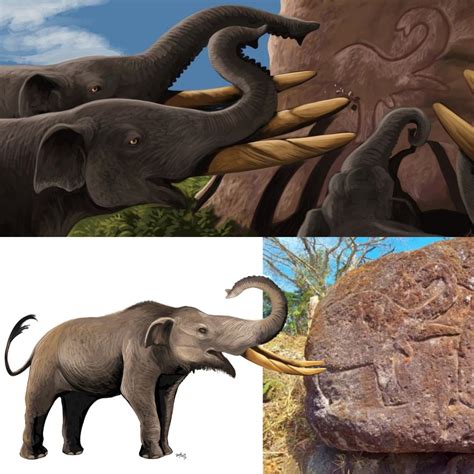 A Herd Of Cuvieronius Carving Rock Art Of Themselves In Pleistocene