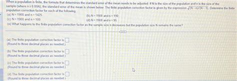 When A Population Is Finite The Formula That
