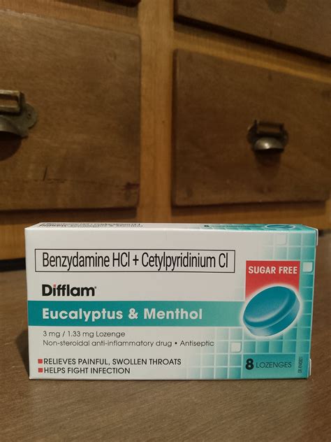 Benzydamine Hci Difflam 3mg Lozenge 8s Eucalyptus And Menthol Meds