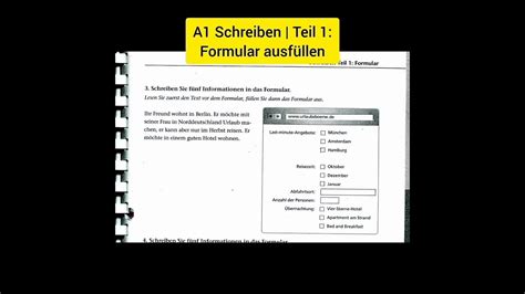 A1 Schreiben Teil 1 Ein Formular Ausfüllen Goethe Zertifikat Goethezertifikat Learngerman