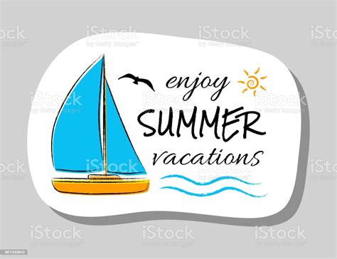 여름 휴가여름 배지 재미 있는 텍스트와 그림을 즐길 수 있습니다 벡터입니다 갈매기에 대한 스톡 벡터 아트 및 기타 이미지 갈매기 개념 고풍스런 Istock