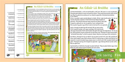 The Birthday Party Reading Comprehension Gaeilge Twinkl