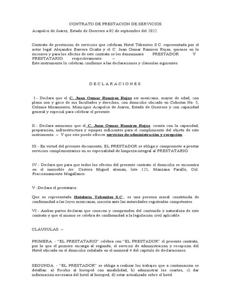 Contrato De Prestación De Servicios Pdf