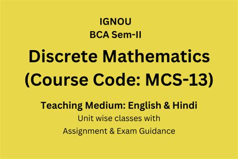 Discrete Mathematics Course Code Mcs 13