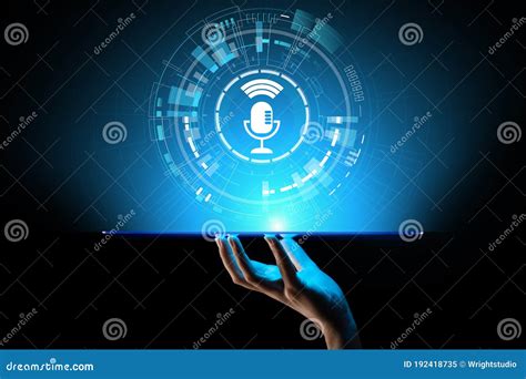 Voice Recognition Search And Control Microphone Symbol On Virtual