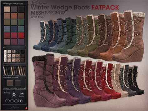 Second Life Marketplace League Winter Wedge Boots Fatpack