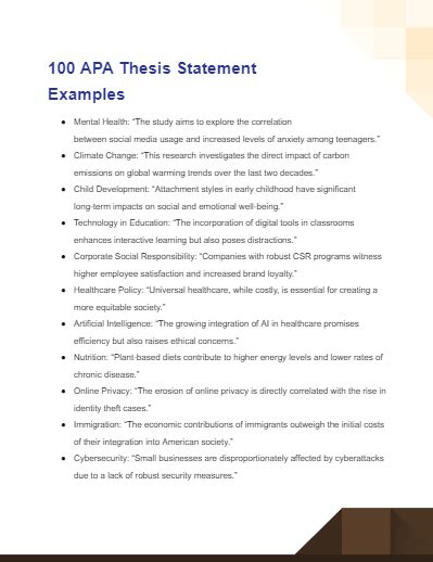 APA Thesis Statement 99 Examples PDF Tips