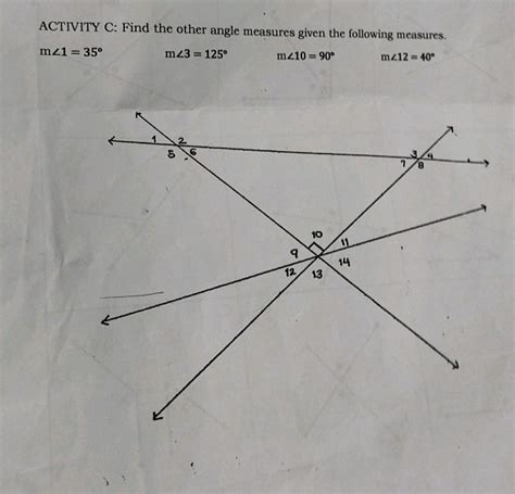 ACTIVITY C Find The Other Angle Measures StudyX
