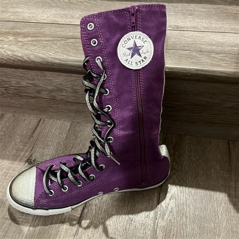 Purple Glitter Knee High Converse Depop