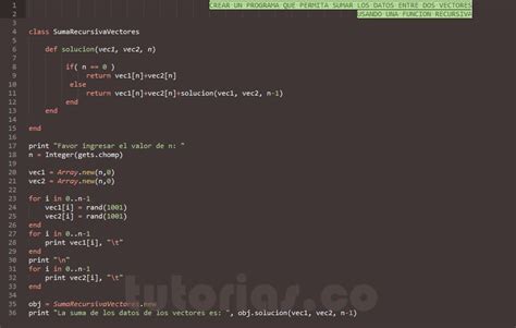 SumaRecursivaVectoresRuby Tutorias Co