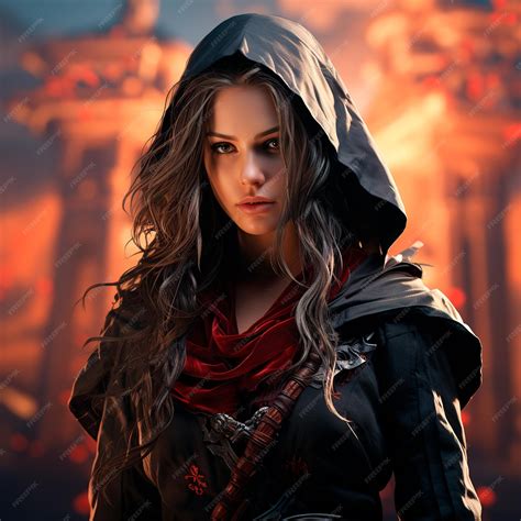 Premium Ai Image Anime Girl Young Ninja Girl On Japan Monument Background