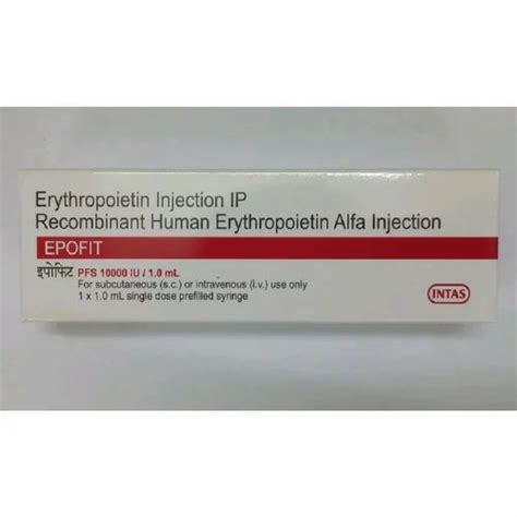 Erythropoietin Injection IP Recombinant Human Erythropoietin Alfa PFS 10000IU 1 0M At 900