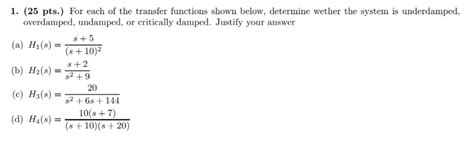 Solved Pts For Each Of The Transfer Functions Shown Chegg