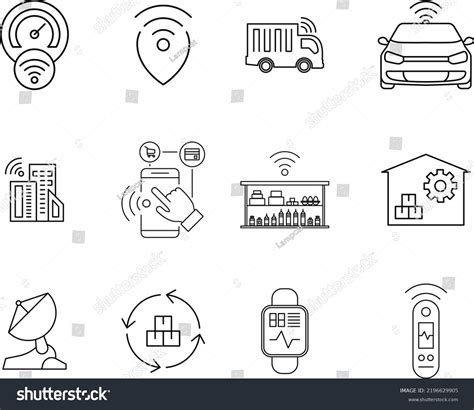 Iot Smart Device Icon Set Thin Stock Vector Royalty Free 2196629905 Shutterstock