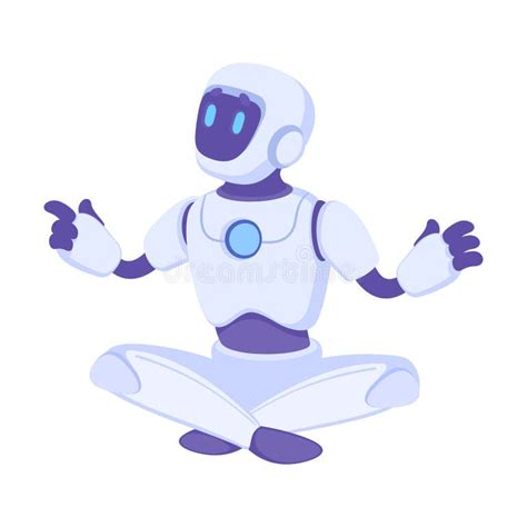 Robot Sit As Smart Android Assistant Machine Vector Illustration Stock