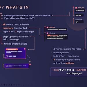 Chat Widget Streamlabs Streamelements Vertical Horizontal Etsy