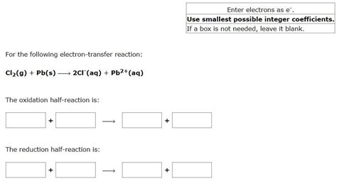 Solved For The Following Electron Transfer Reaction Cl2