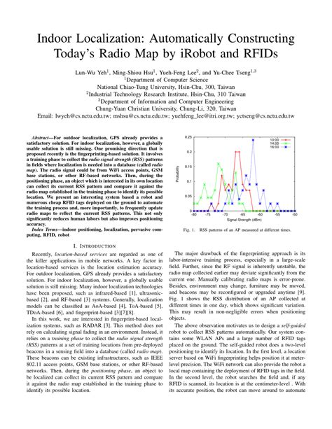 Pdf Indoor Localization Automatically Constructing Todays Radio Map By Irobot And Rfids