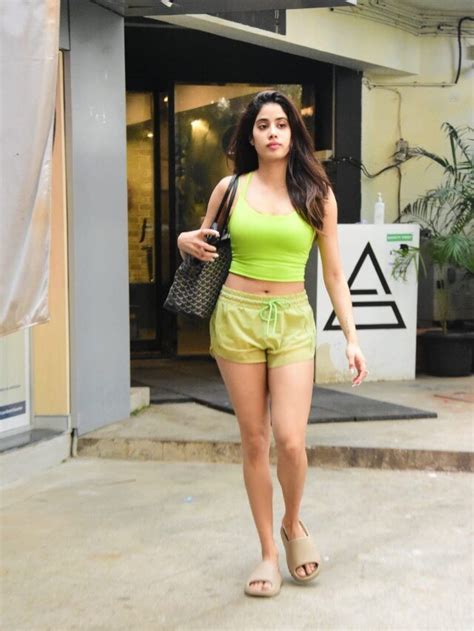 Janhvi Kapoor Flaunts Toned Body In Green Gym Shorts