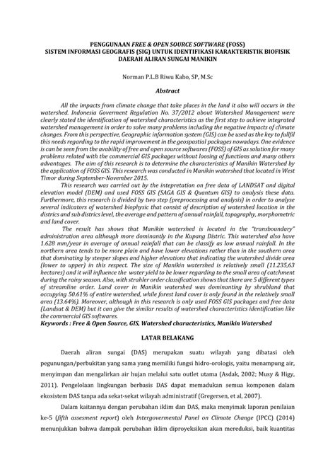 PDF PENGGUNAAN FREE OPEN SOURCE SOFTWARE FOSS SISTEM INFORMASI GEOGRAFIS SIG UNTUK